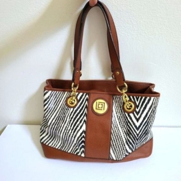 Bags | Brown And Black Patterned Tote Bag | Poshmark
